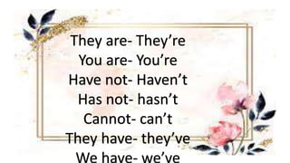 Auxillary verbs short form | PPT