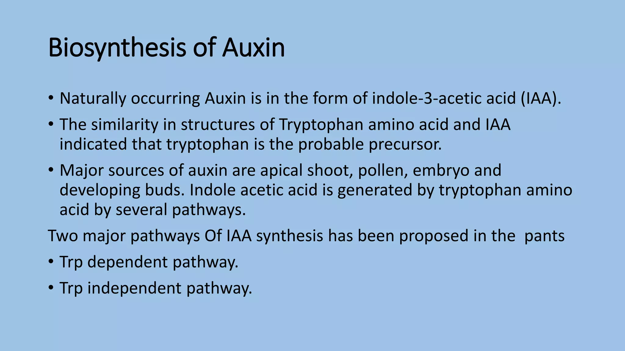 Biosynthesis of Auxin | PPTX