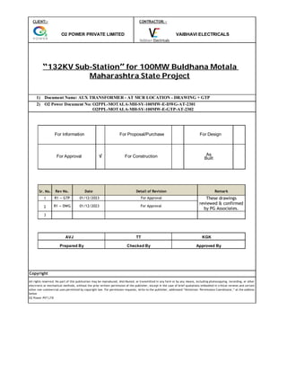 Auxillary Transformer GTP & Drawings for Substation | PDF