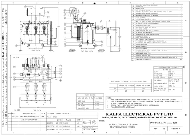 Auxillary Transformer GTP & Drawings for Substation | PDF