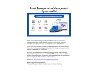 Avaal Transportation Management System- AFM | PPT