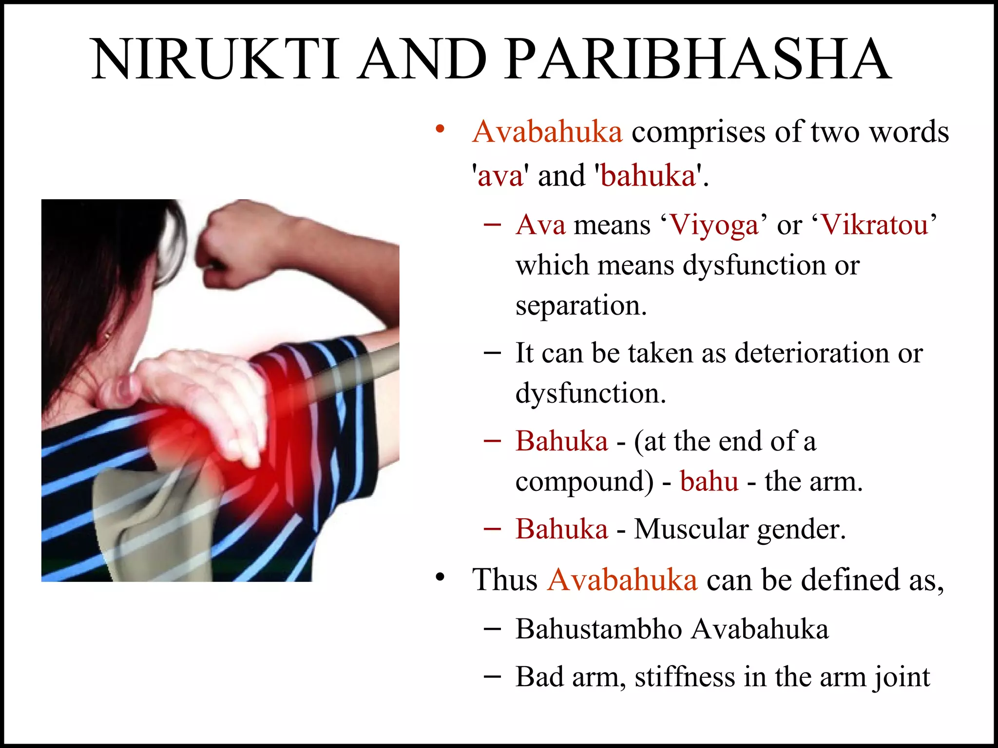 Avabahuka chikitsa dr prashanth a s | PPT
