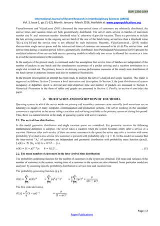 A Vacation Queueing Model with Bulk Service Rule | PDF