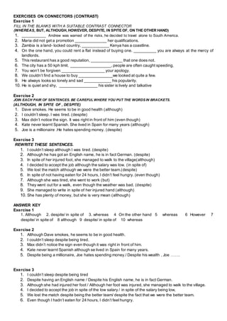 Connectors Exercise By Kelvin | DOCX | Fitness and Exercise | Healthy Living