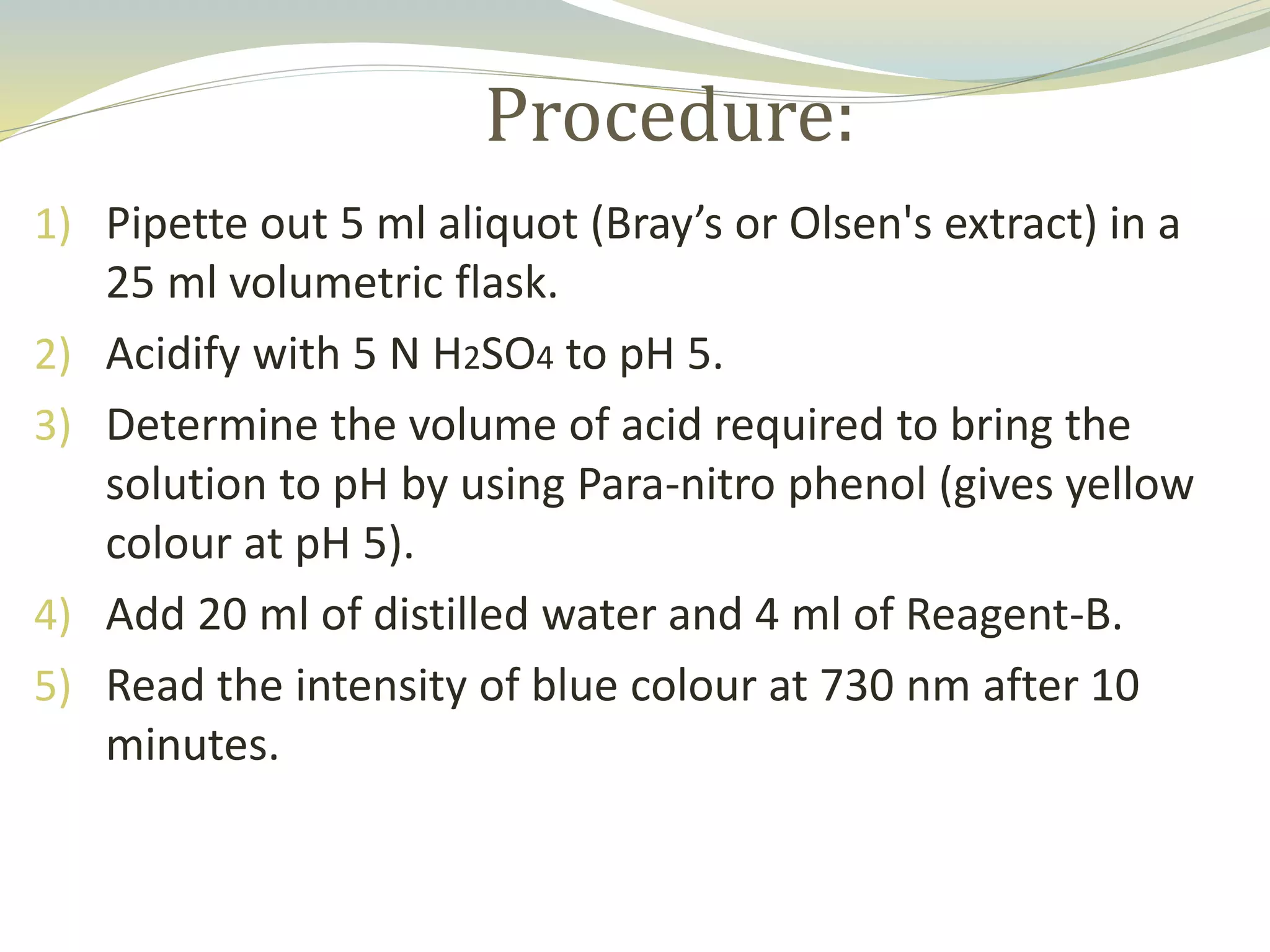 DETERMINATION OF PHOSPHOROUS IN SOIL | PPTX