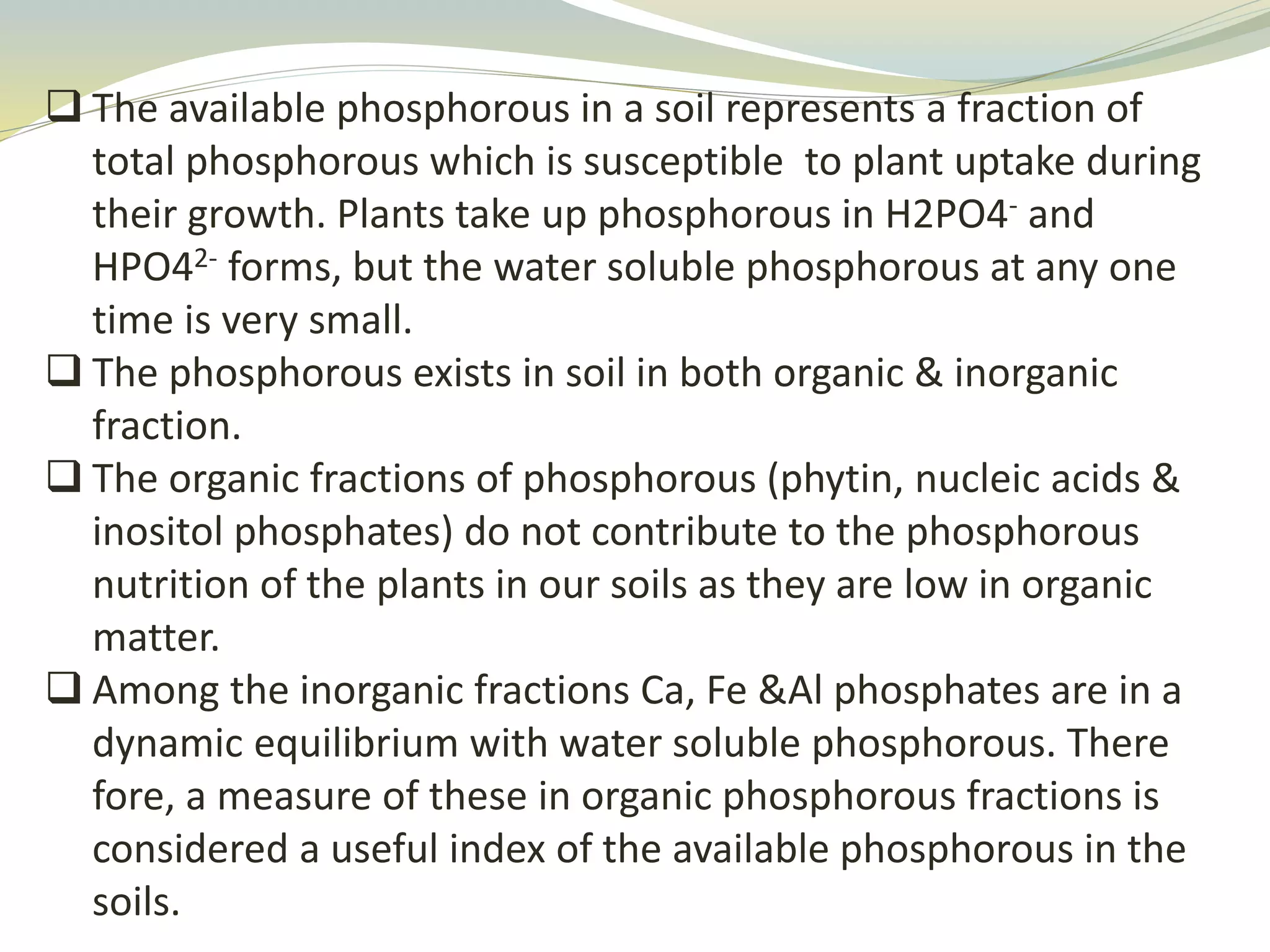 DETERMINATION OF PHOSPHOROUS IN SOIL | PPTX