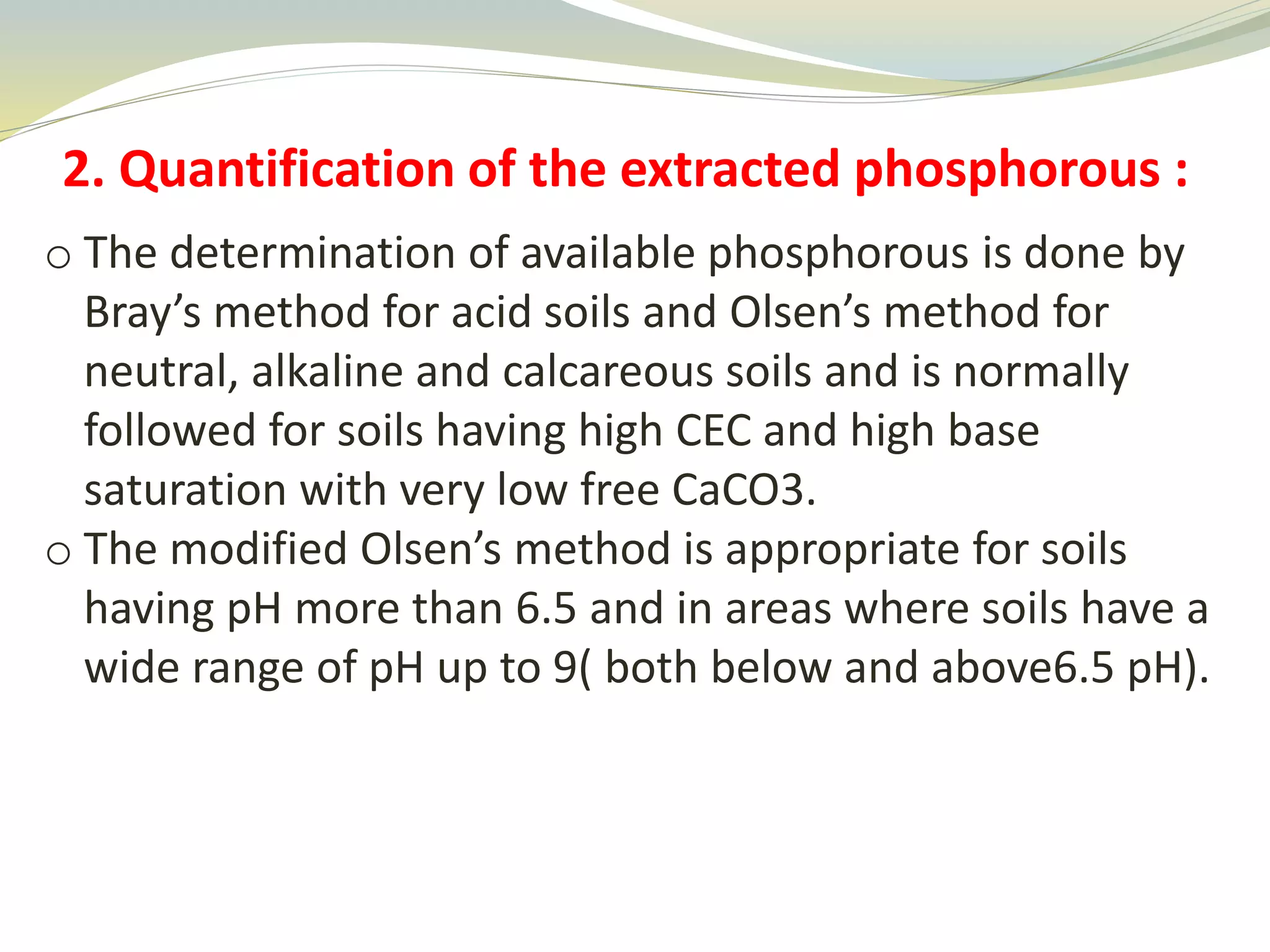 DETERMINATION OF PHOSPHOROUS IN SOIL | PPTX