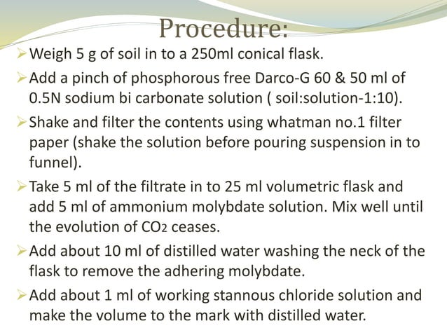 DETERMINATION OF PHOSPHOROUS IN SOIL | PPTX | Science
