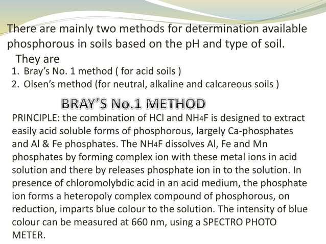 DETERMINATION OF PHOSPHOROUS IN SOIL | PPTX | Science