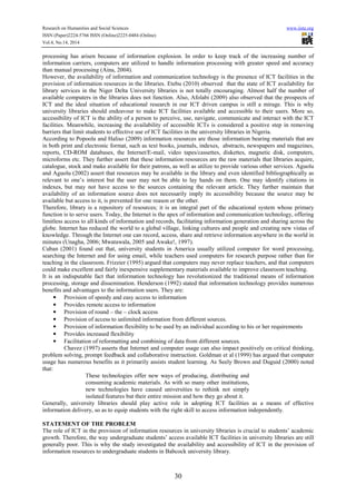 Availability and accessibility of ict in the provision of information ...