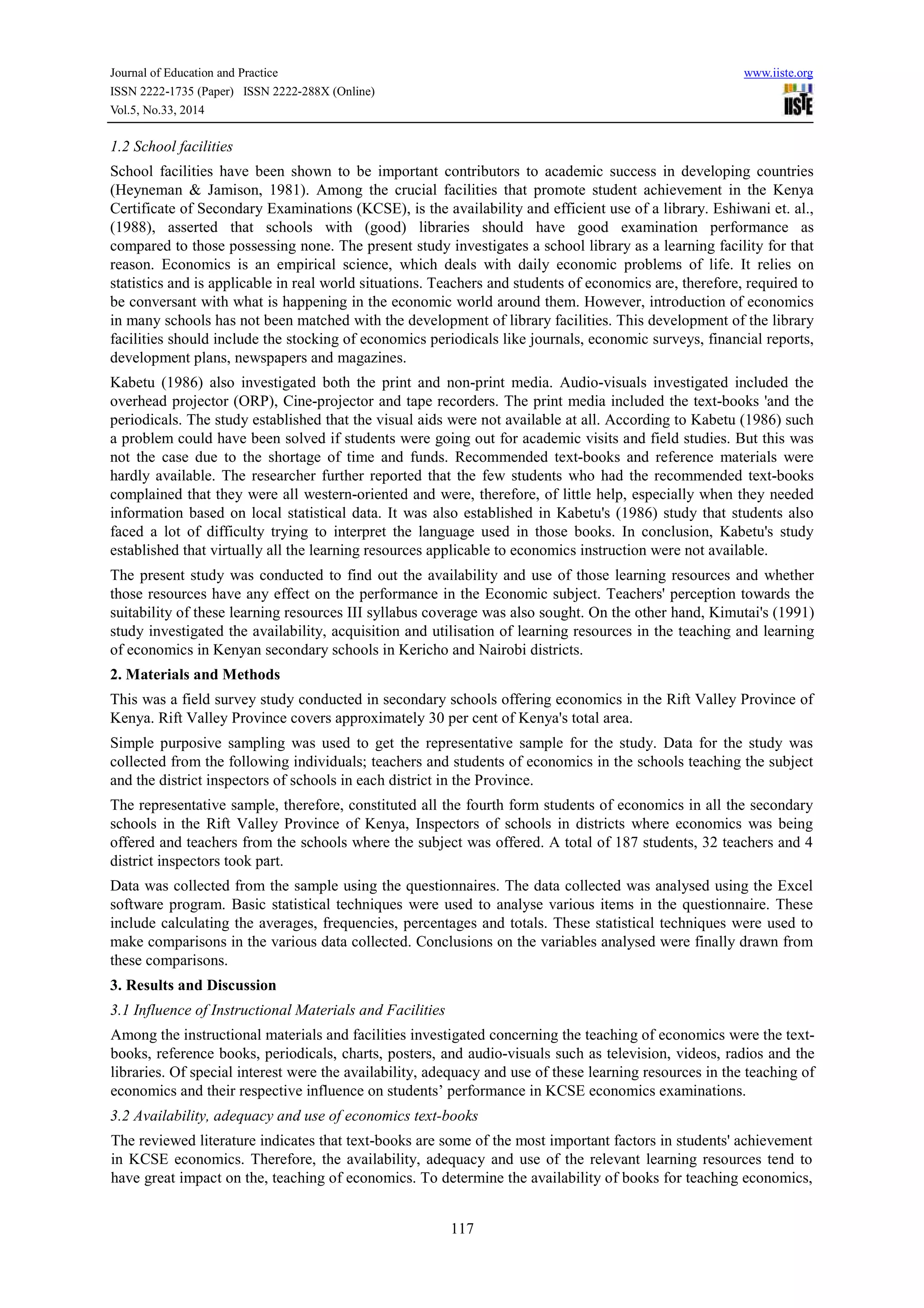 Availability And Use Of Instructional Materials And Facilities Pdf