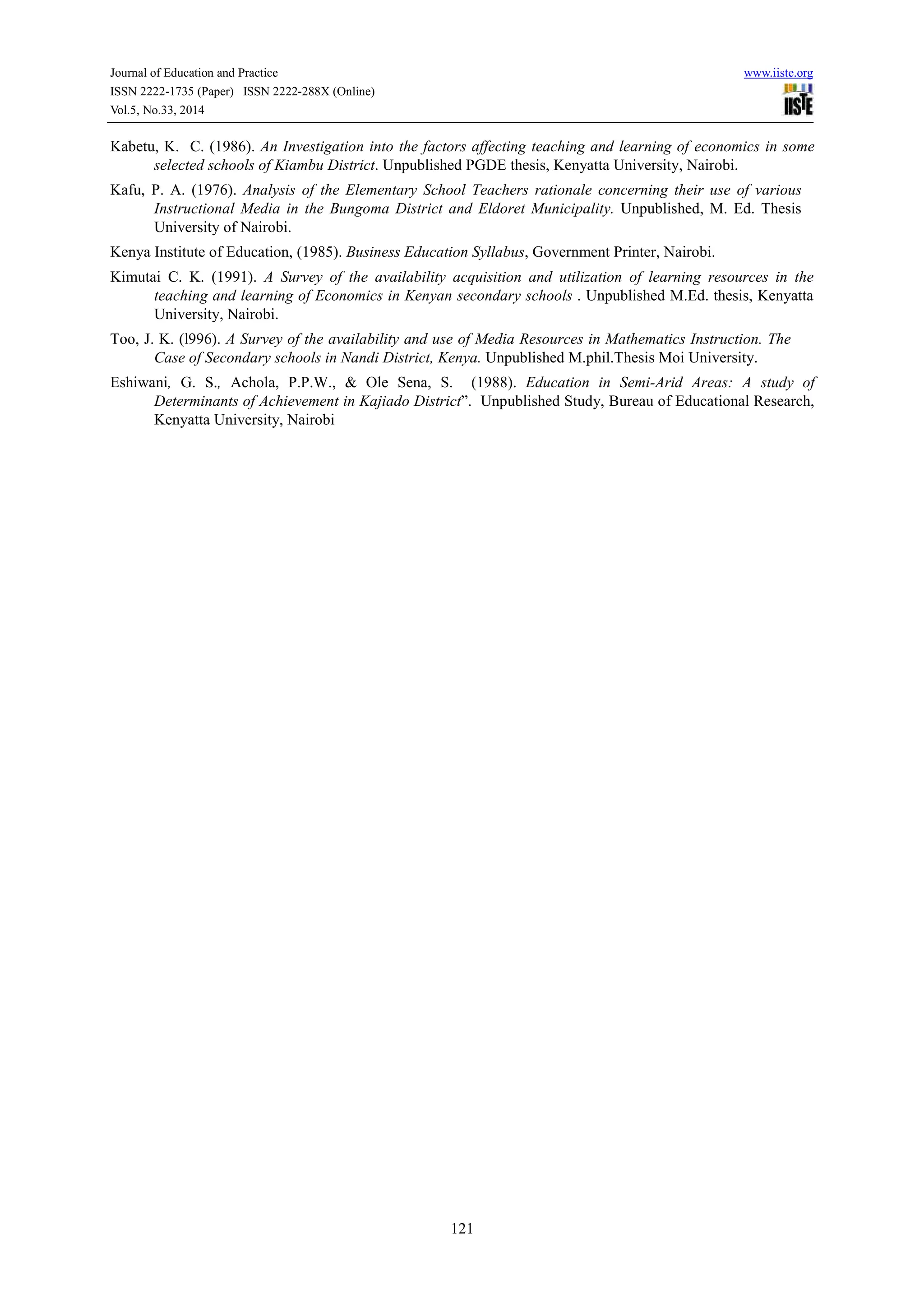 Availability And Use Of Instructional Materials And Facilities Pdf