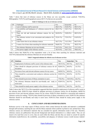 Availability and Use of Reference Sources and Service in Babcock ...