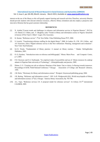 Availability and Use of Reference Sources and Service in Babcock University Library | PDF