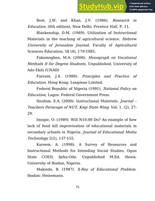 Availability And Utilization Of Instructional Materials For Teaching ...