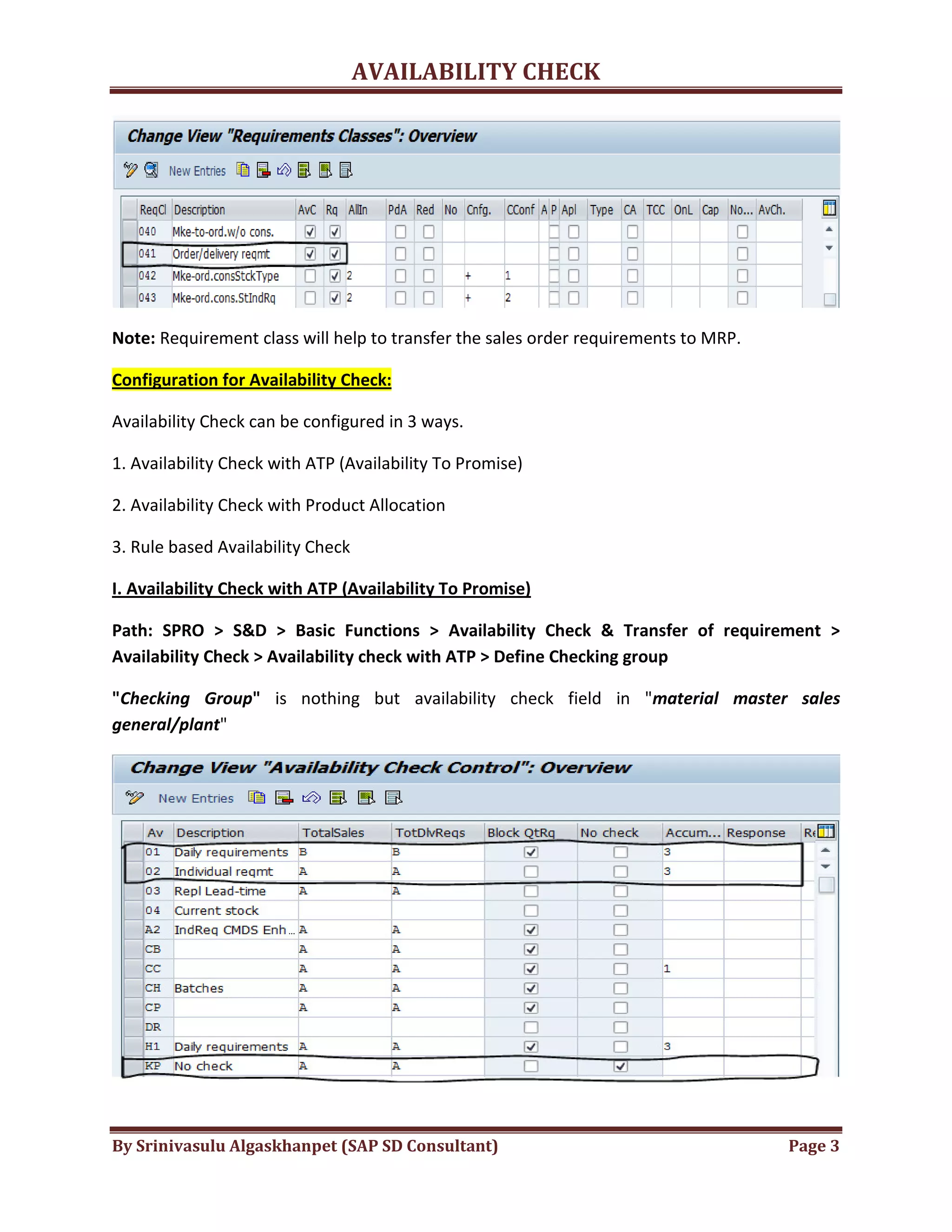 Availability Check in SAP SD | PDF