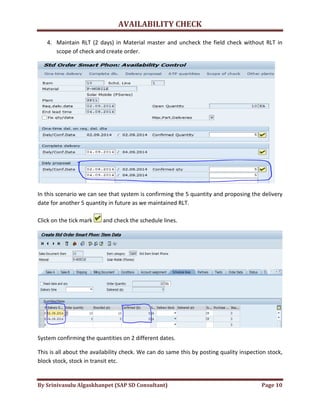 Availability Check in SAP SD | PDF