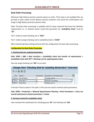 Availability Check in SAP SD | PDF