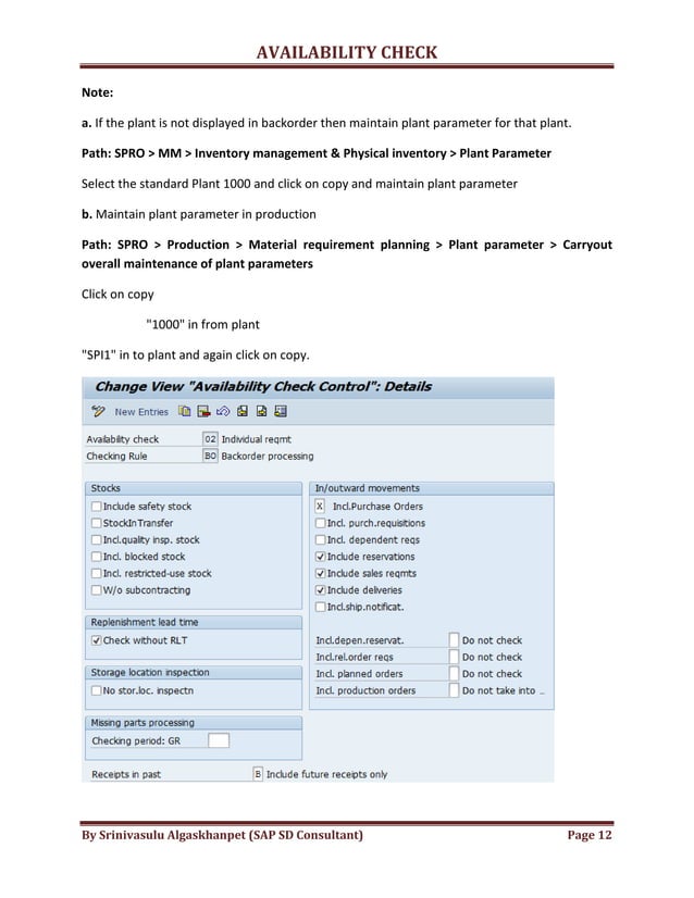 Availability Check in SAP SD | PDF