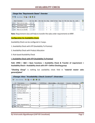 Availability Check in SAP SD | PDF
