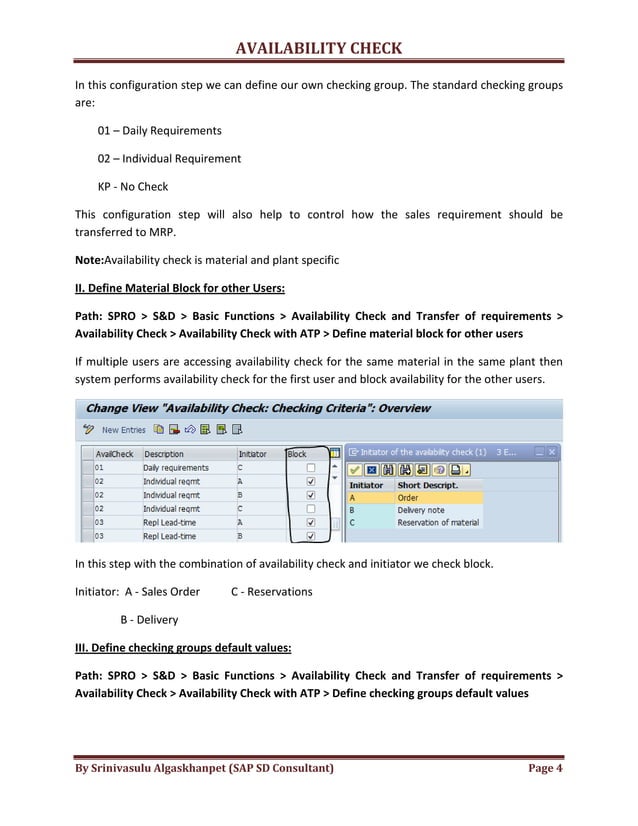 Availability Check in SAP SD | PDF