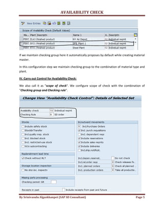 Availability Check in SAP SD | PDF