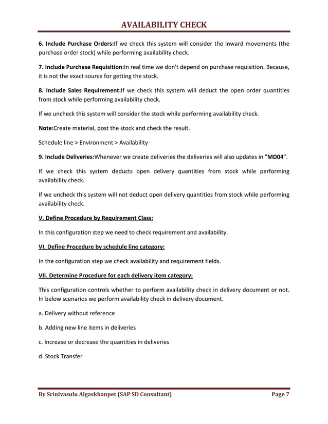 Availability Check in SAP SD | PDF