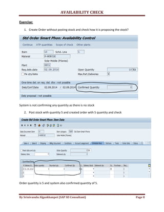 Availability Check in SAP SD | PDF