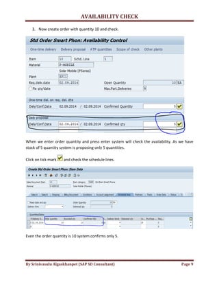 Availability Check in SAP SD | PDF