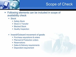 Availability Check & Transfer Of Requirements Sales | PPT