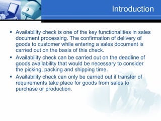 Availability Check & Transfer Of Requirements Sales | PPT