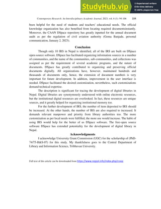 Available DSpace Repositories in Nepal Describing their Local Adoptions.pdf | Desktop Publishing ...