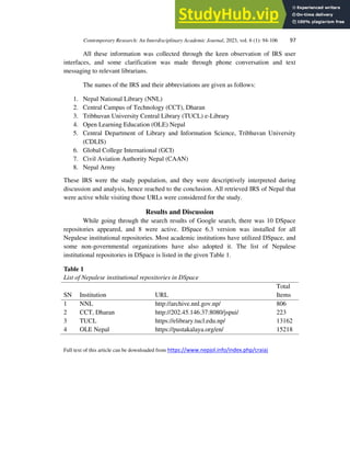 Available DSpace Repositories in Nepal Describing their Local Adoptions.pdf | Desktop Publishing ...