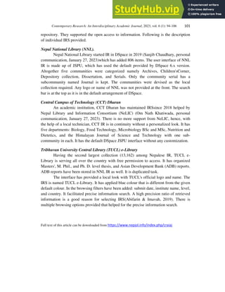 Available DSpace Repositories in Nepal Describing their Local Adoptions.pdf | Desktop Publishing ...