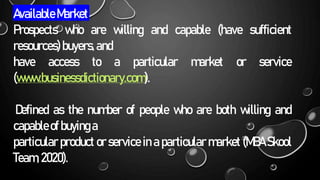 AVAILABLE MARKET in the entrepreneurship | PPTX | Marketing and ...