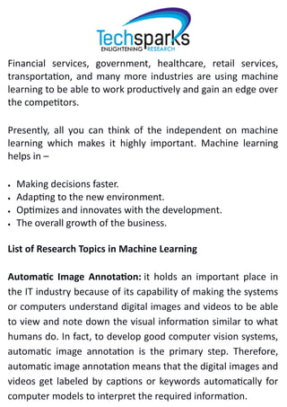 Available Research Topics in Machine Learning | PDF