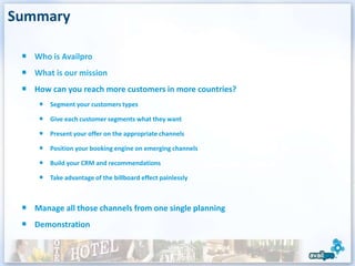 Availpro channel manager - Získejte více zákazníků v ostatních zemích ...