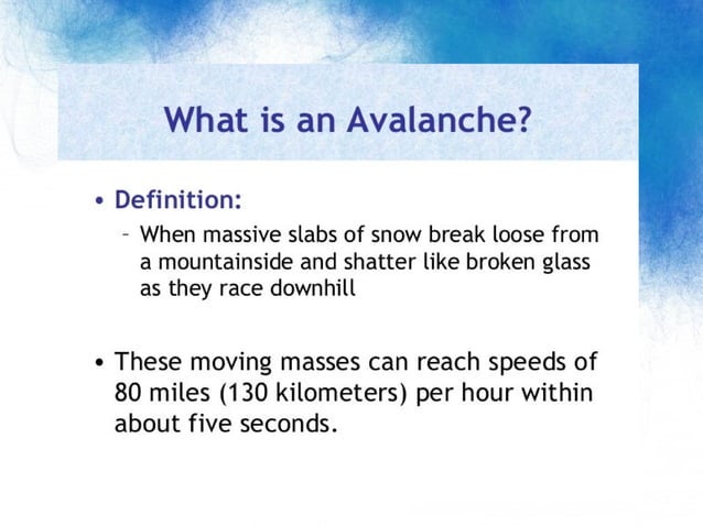 GEOGRAPHY YEAR 9 AVALANCHES | PPT