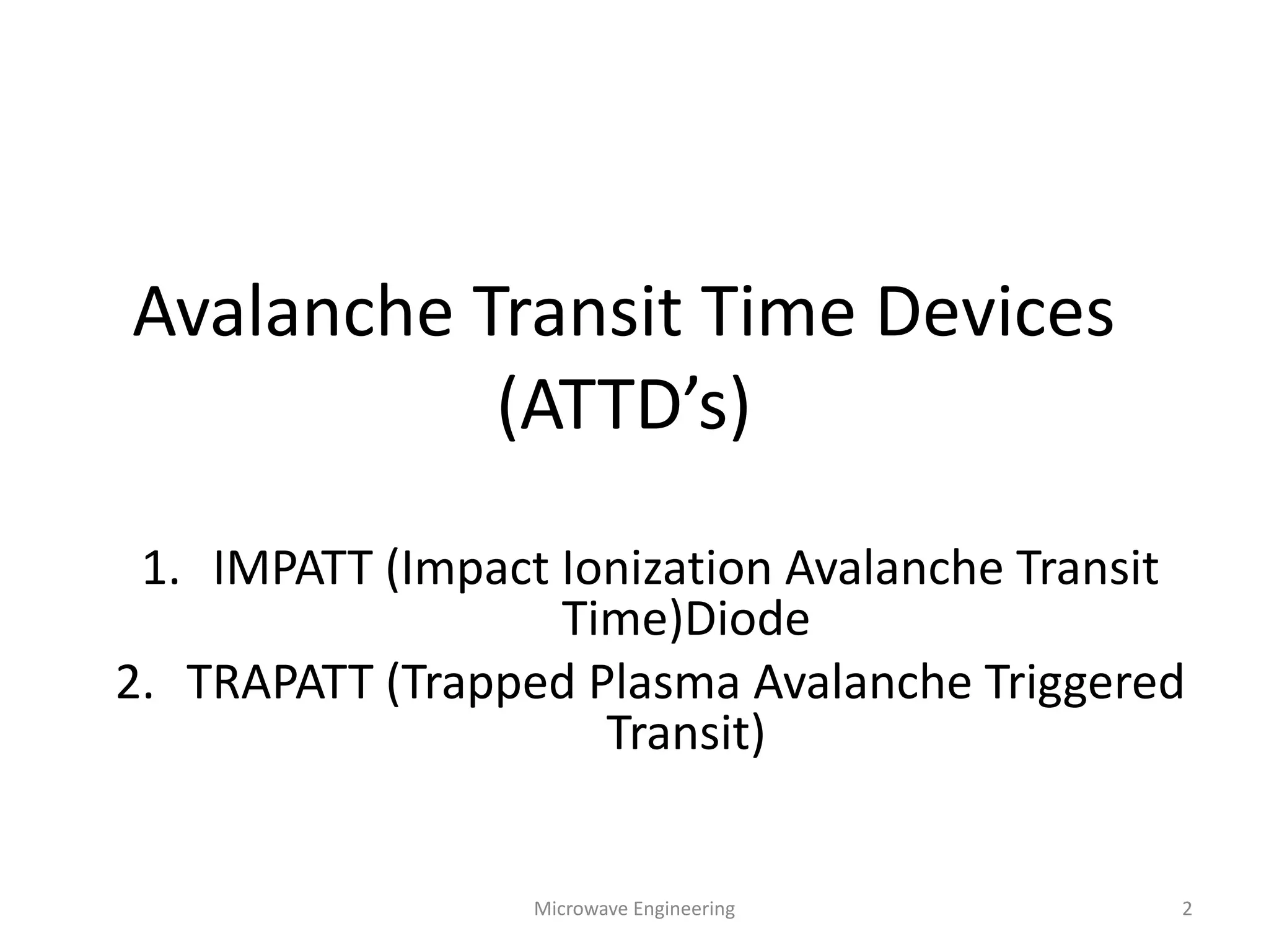 Avalanche transit time devices | PPTX