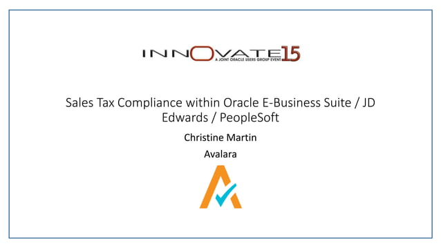 Sales Tax Compliance within Oracle E-Business Suite / JD Edwards ...