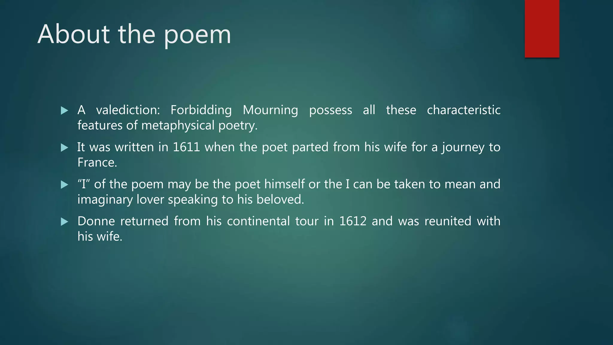 A Valediction Forbidding Mourning : John Donne | PPTX