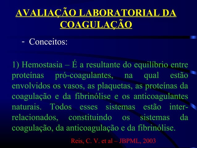 Avaliacao laboratorial da coagulacao | PPT