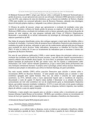 AvaliaçãO Da GestãO De Programas De Qvt | PDF