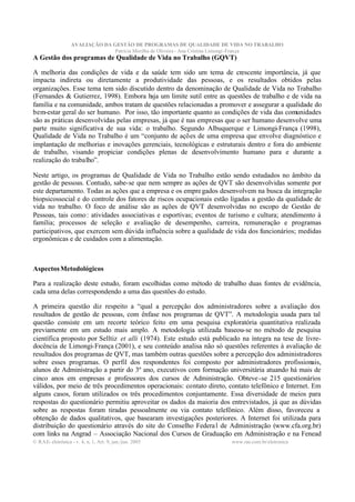 AvaliaçãO Da GestãO De Programas De Qvt | PDF
