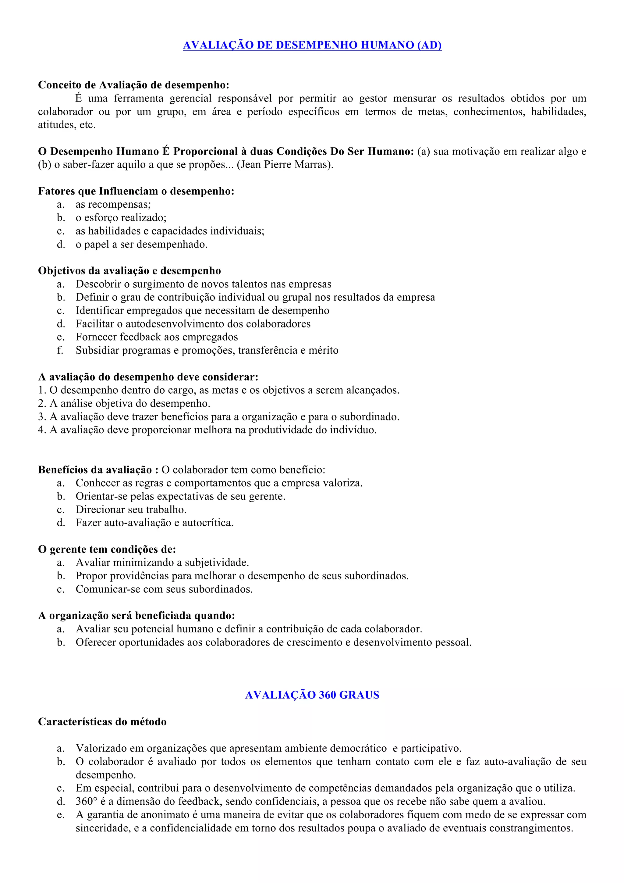 Avaliação de desempenho prova | PDF | Career Planning | Careers