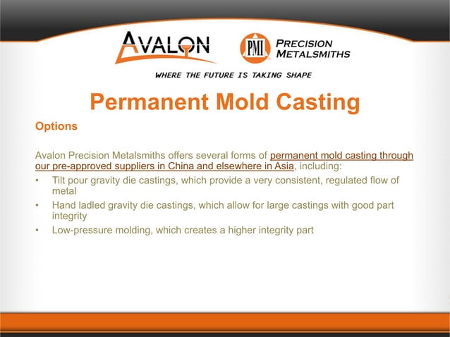 Avalon Precision Metalsmiths' Off-Shore Precision Metal Casting Capabilities | PPT
