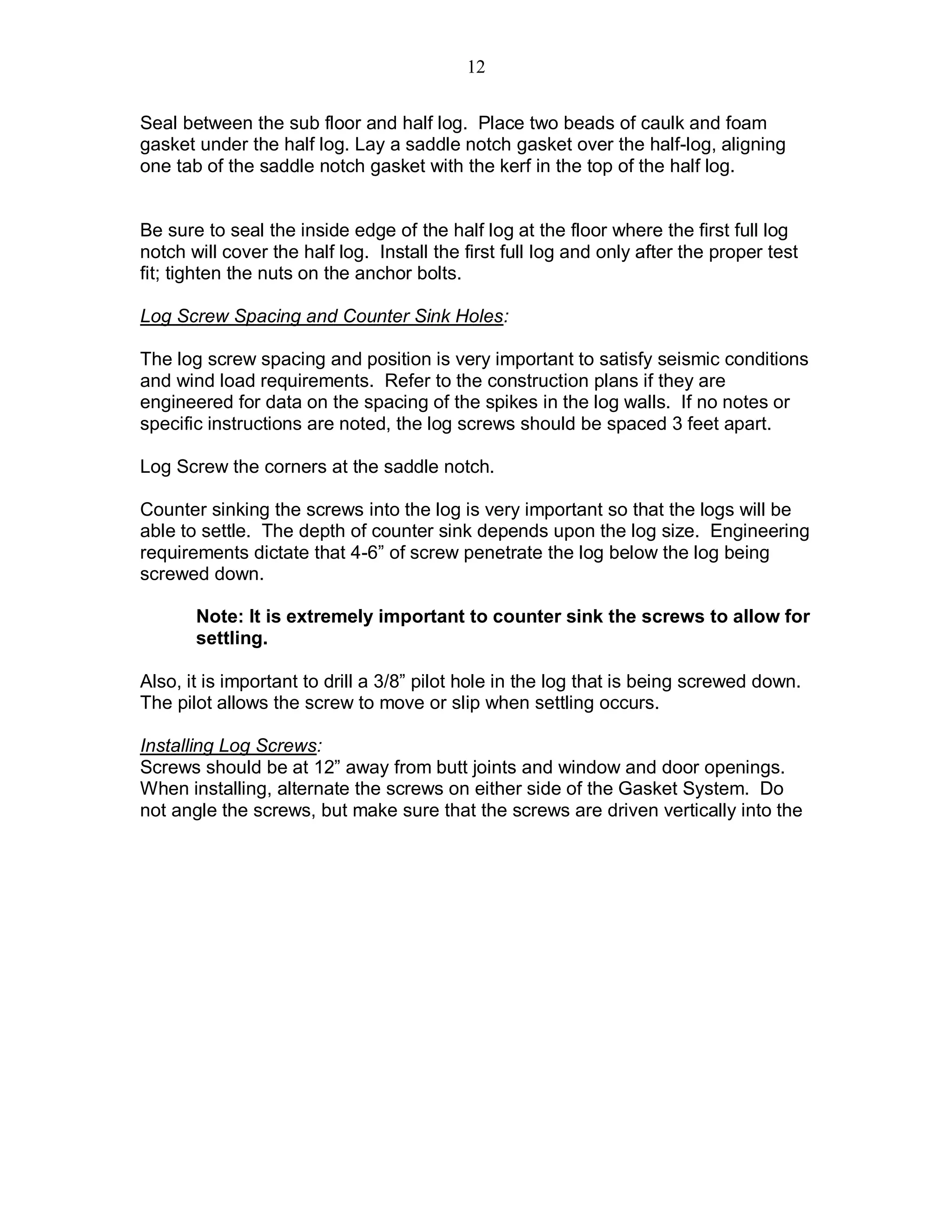 Avalon Log Homes Construction Manual | PDF