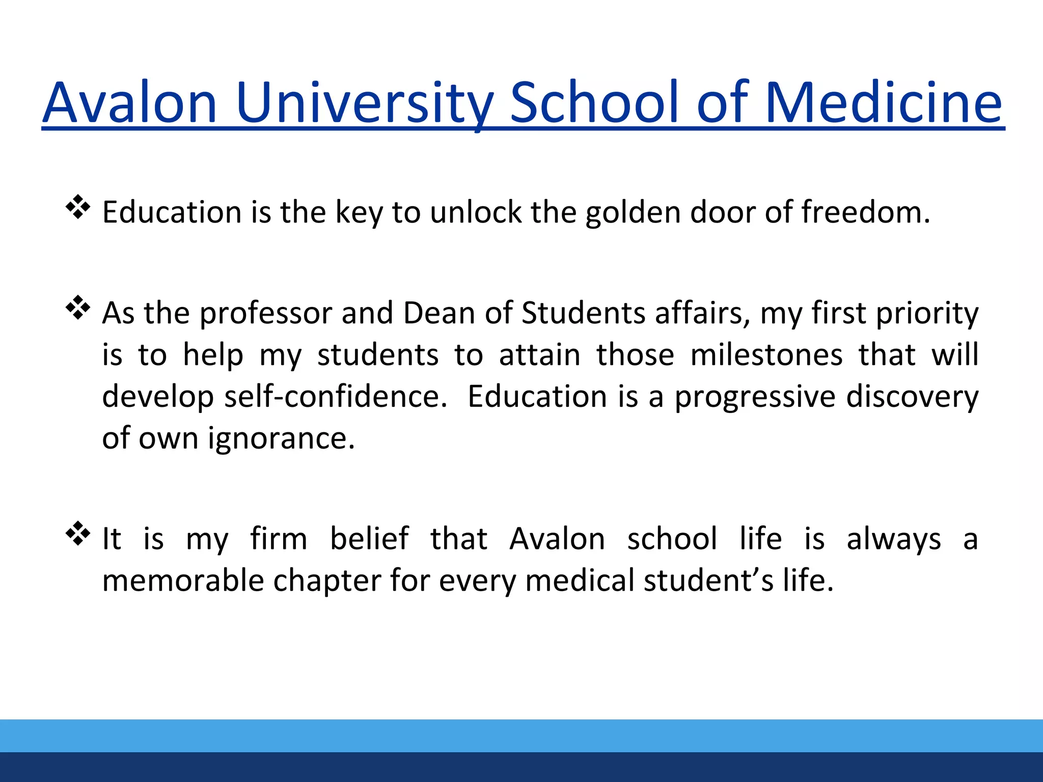 Avalon University School of Medicine | PPT | Professional School ...