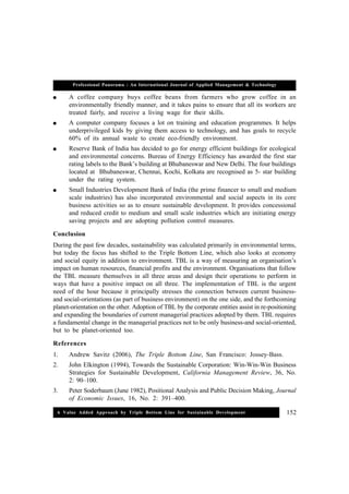 A value added approach by triple bottom line for Sustainable ...