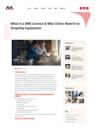 What Is a DME License & Why Clinics Need It to Dropship Equipment | PDF